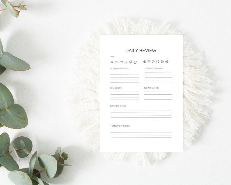 Daily Review Printable,daily Reflection,gratitude Journal Printable ...