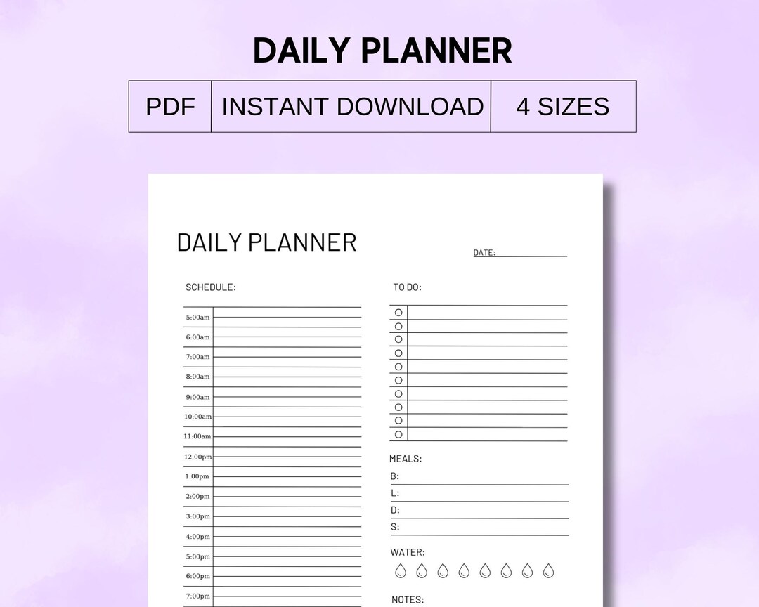 Minimalist Daily Planner Printable, Undated To-do List (digital ...