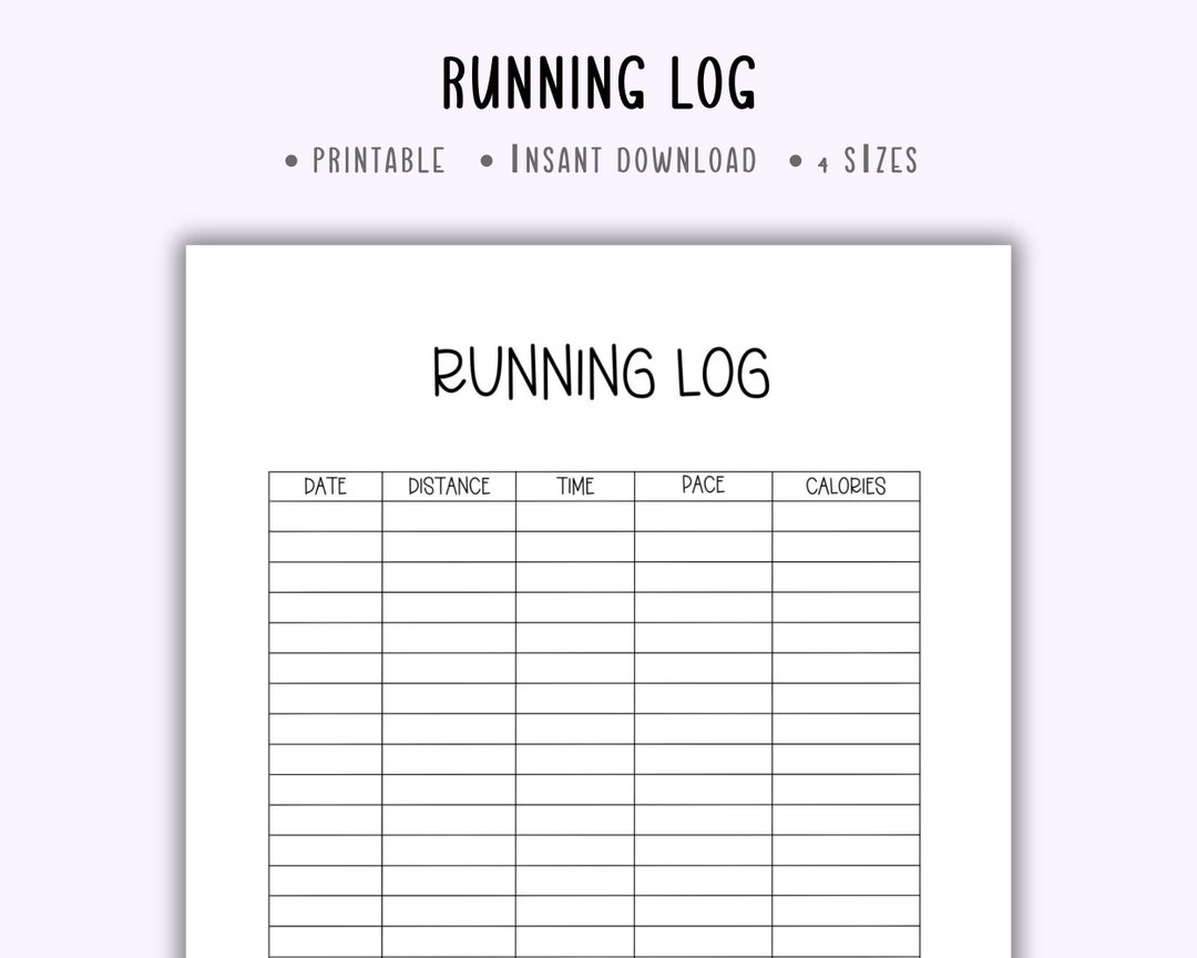 Running Log Printable,running Tracker,cardio Training Log,health ...