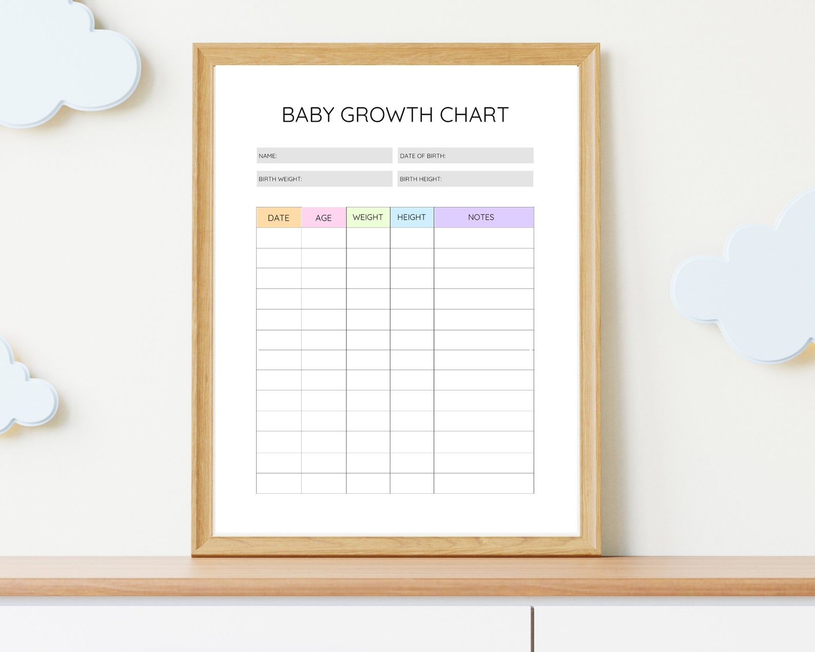 Baby Growth Chart Printable,baby Growth Tracker Printable,baby Growth ...