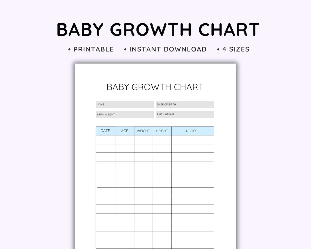 Baby Growth Chart Printable,baby Growth Tracker Printable,baby Growth ...