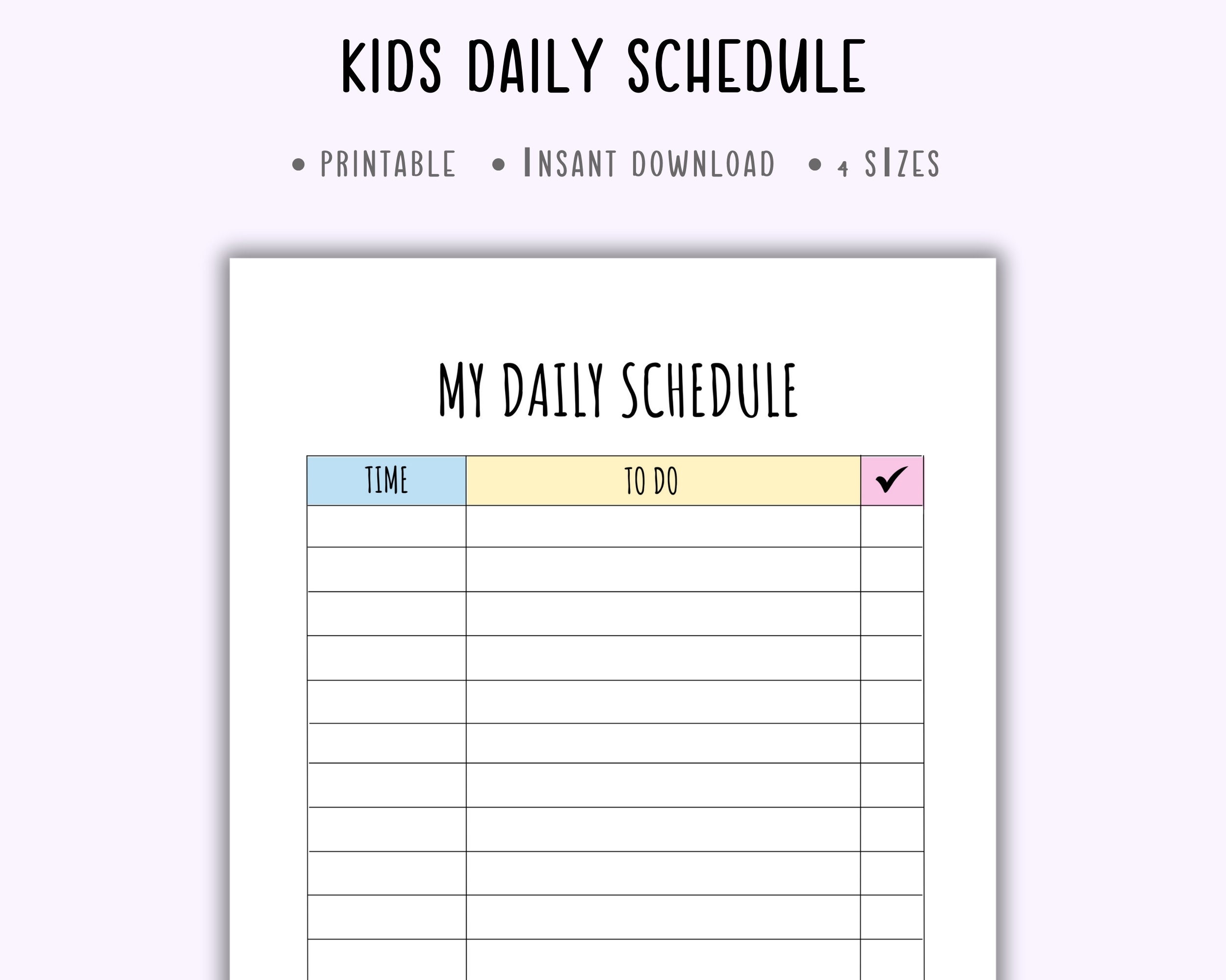 Daily Schedule for Kids Printable,kids Daily Routine Chart,homeschool ...