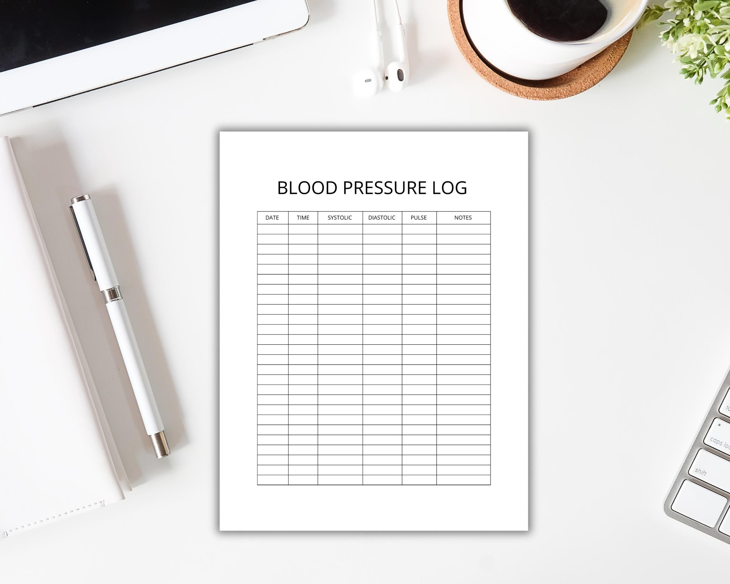 Blood Pressure Log Printable Template, Daily Blood Pressure Tracking ...