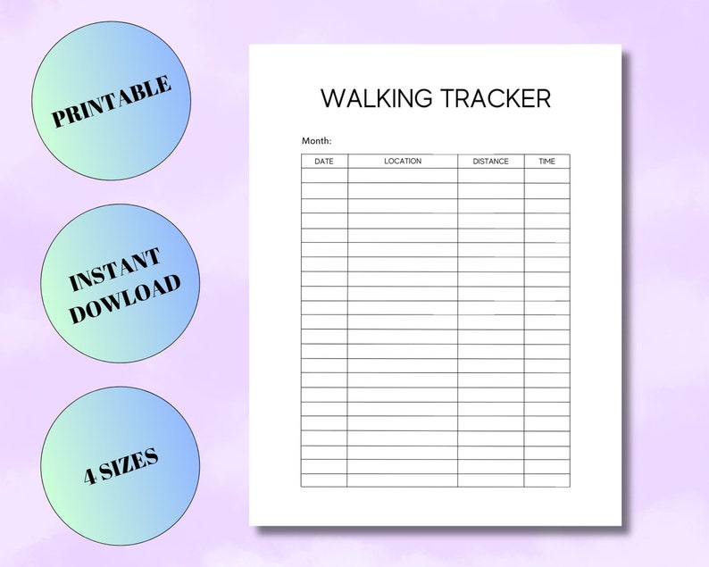 Walking Tracker Printable,walking Log,walking Journal,exercise Tracker ...
