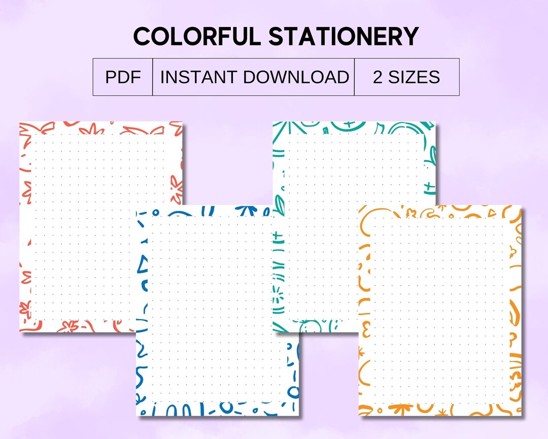 Colorful Stationery Printable,writing Paper Printable,letter Writing ...