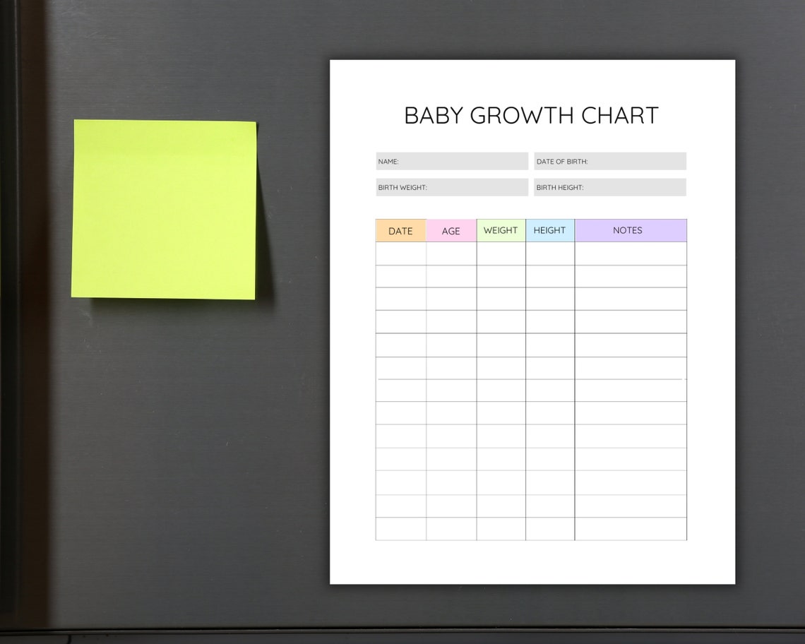 Baby Growth Chart Printable,baby Growth Tracker Printable,baby Growth ...