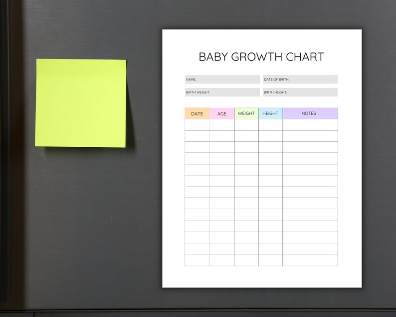 Baby Growth Chart Printable,baby Growth Tracker Printable,baby Growth ...