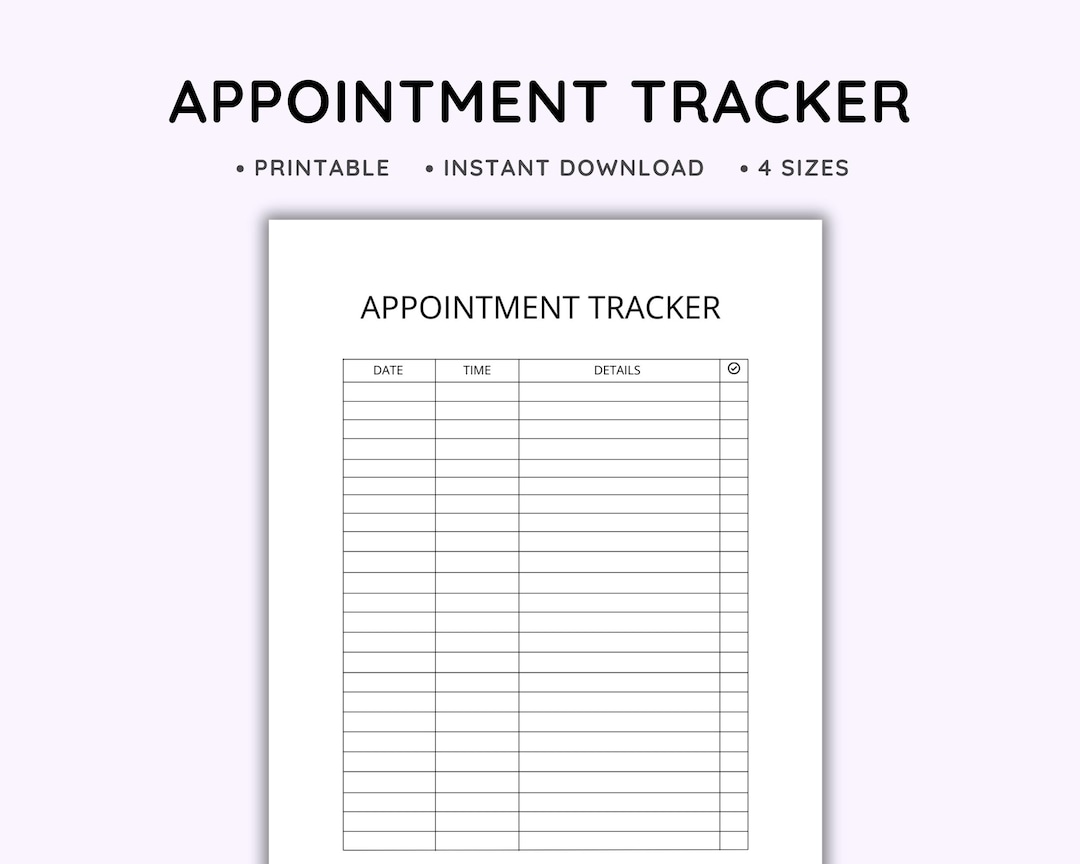 Appointment Tracker Printable,appointment Calendar,appointmnet Planner ...