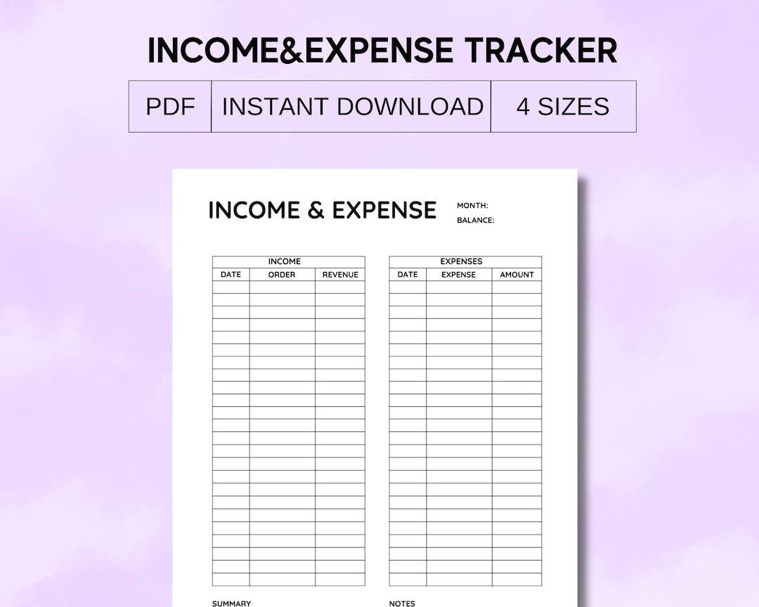 Income & Expense Tracker Printable,small Business Finance Tracker ...