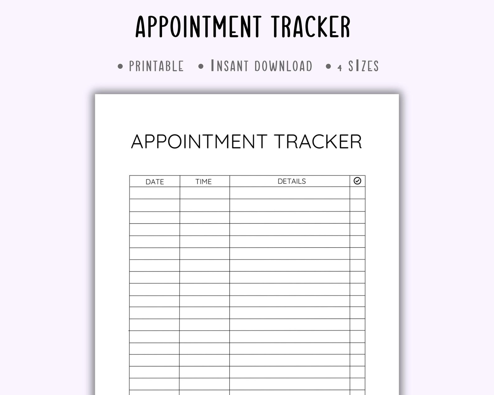 Appointment Tracker Template Printable,appointment Reminder,appointment ...