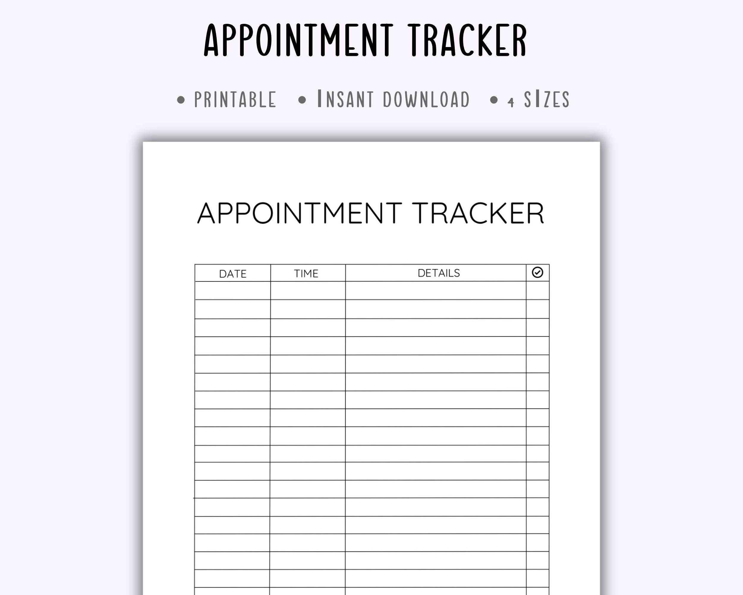 Appointment Tracker Template Printable,appointment Reminder,appointment ...