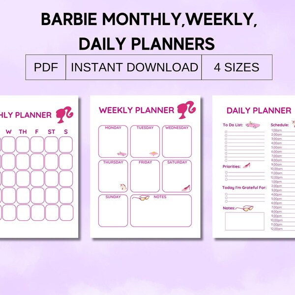 Barbie Weekly Planner - Etsy