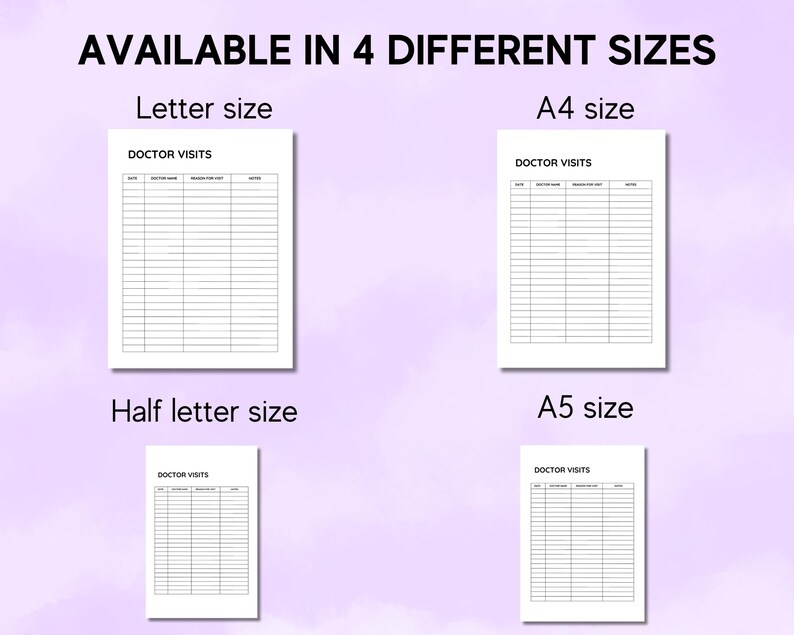 Doctor Visits Tracker Template Printable,doctor Appointment Log,health ...