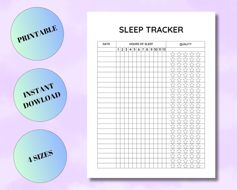 Sleep Tracker Printable,sleep Log Diary Sleep Tracker Template Journal ...