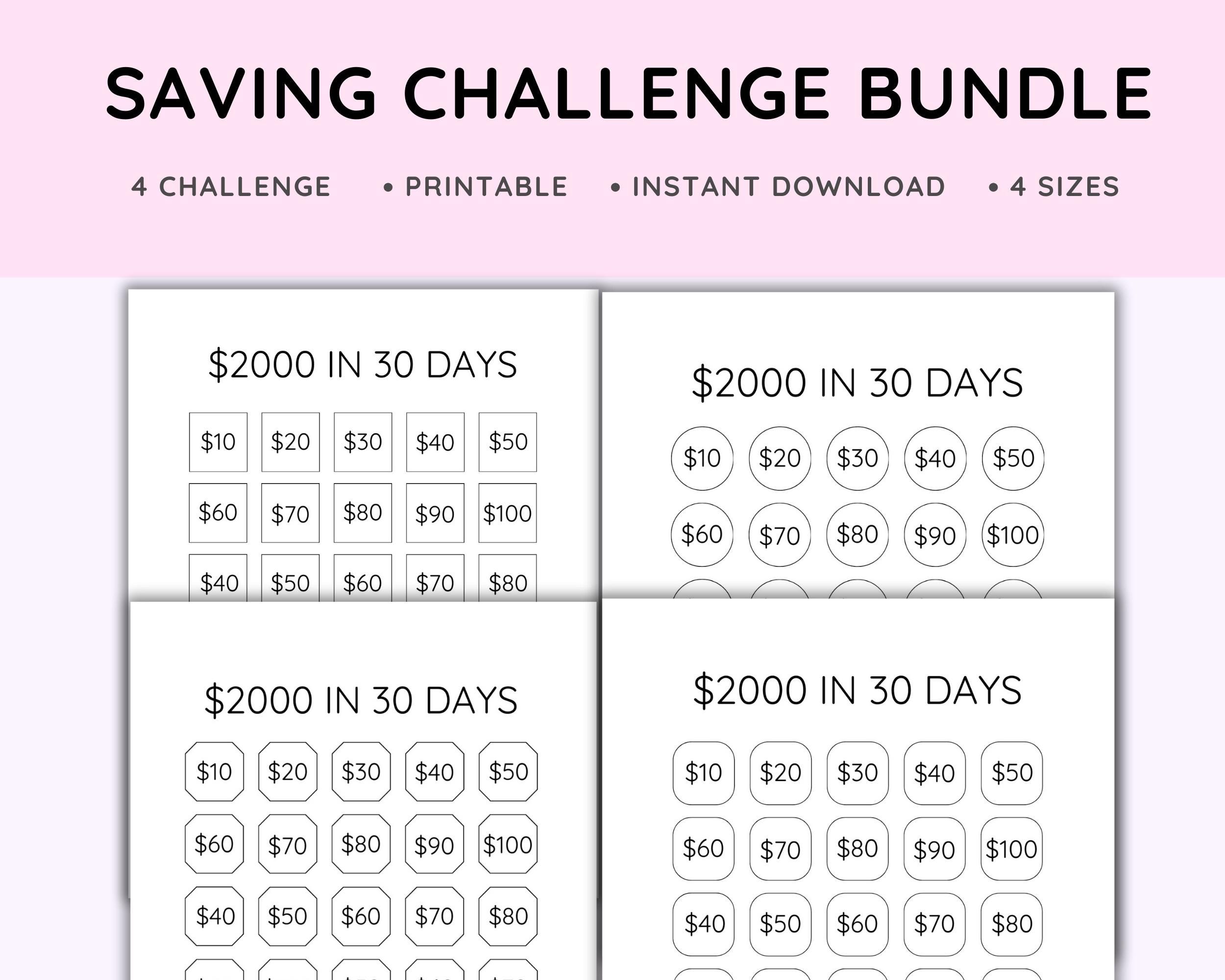 Savings Challenge Bundle Printable,save 2000 in 30 Days,2000 Money ...