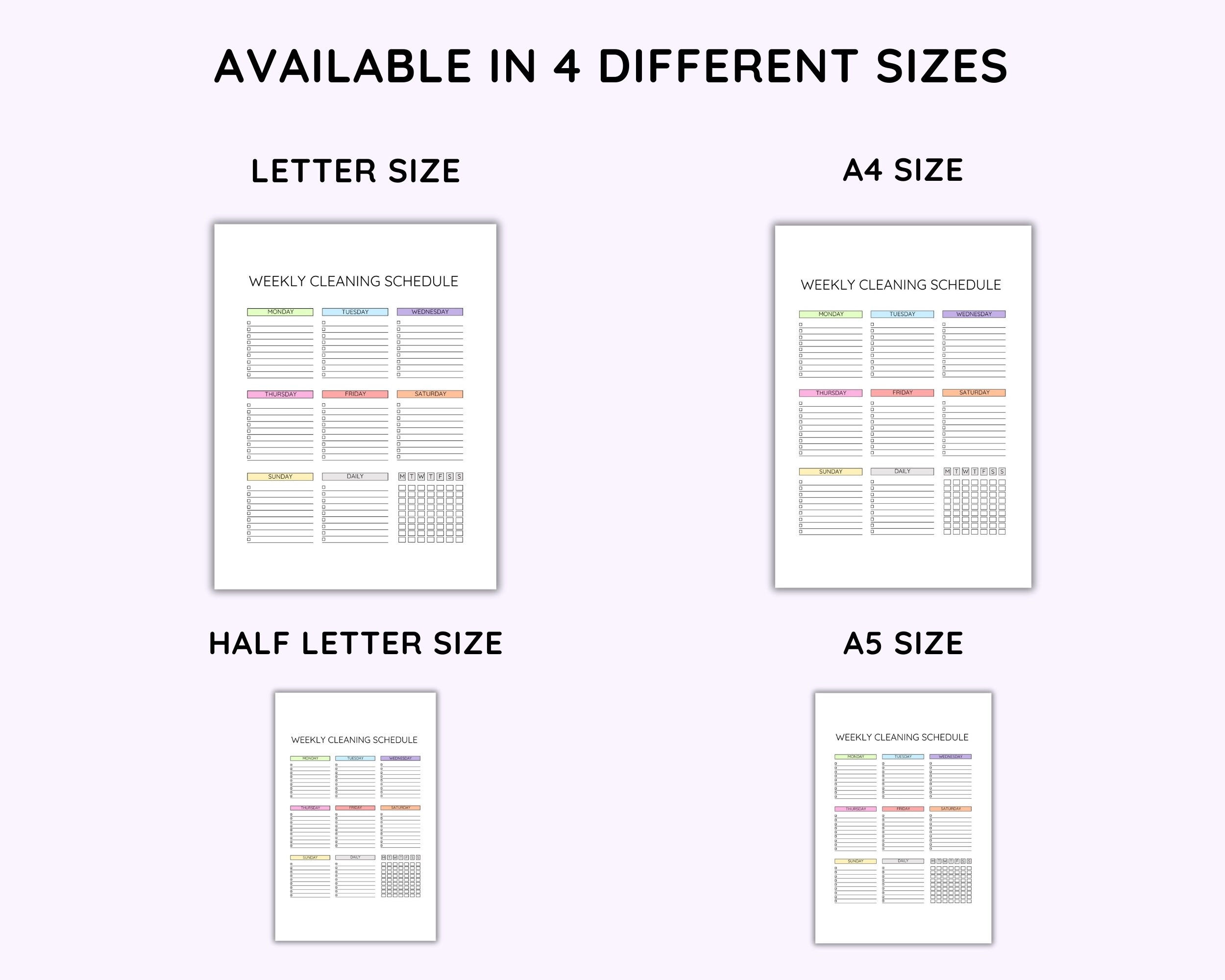 Weekly Cleaning Schedule Printable,weekly Cleaning Chart Planner,weekly ...