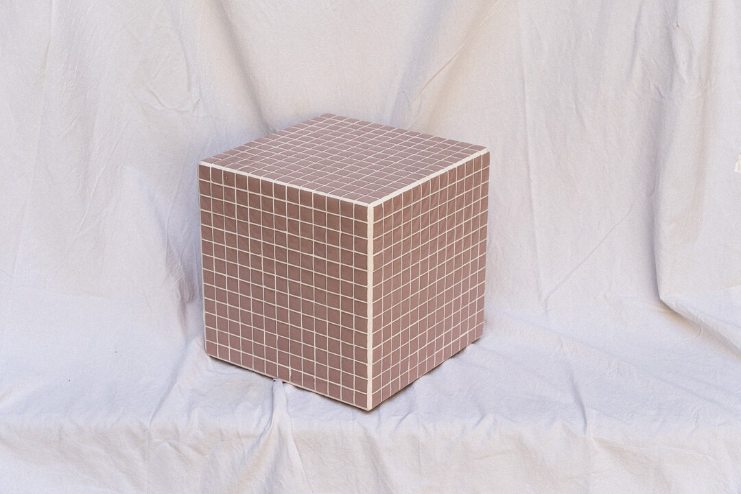 Light Pink Tile Side Table Handmade Tile Furniture 330 X 330 X 330 Mm ...