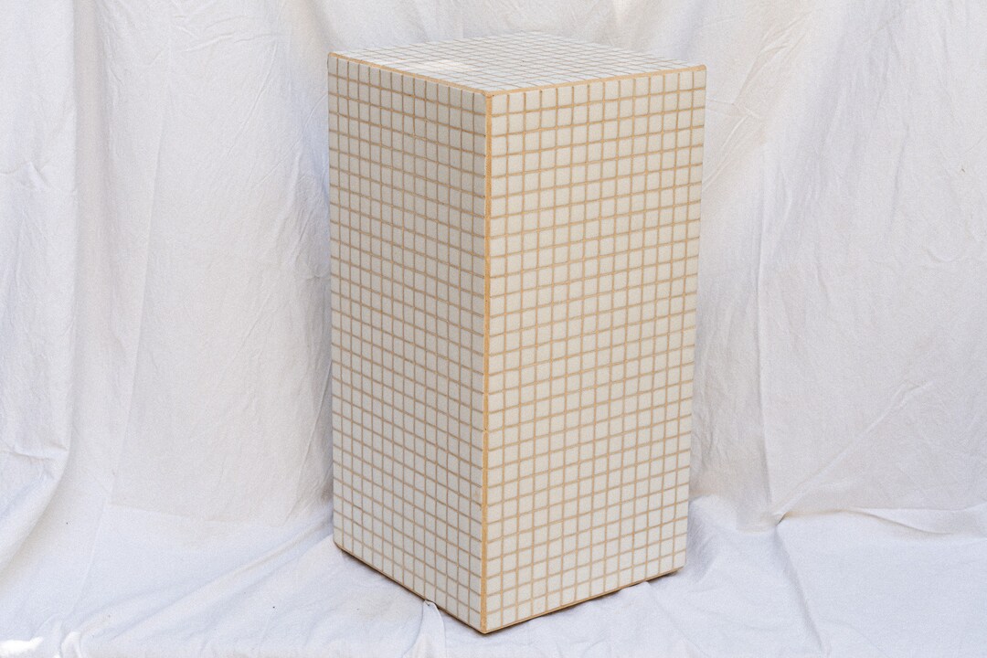 White Tile Column Tile Side Table Handmade Tile Furniture 660 X 330 X ...