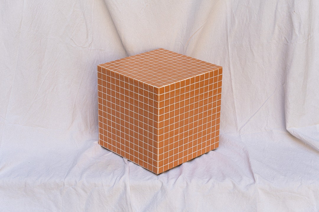 Light Orange Tile Cube Tile Side Table Handmade Tile Furniture 330 X ...