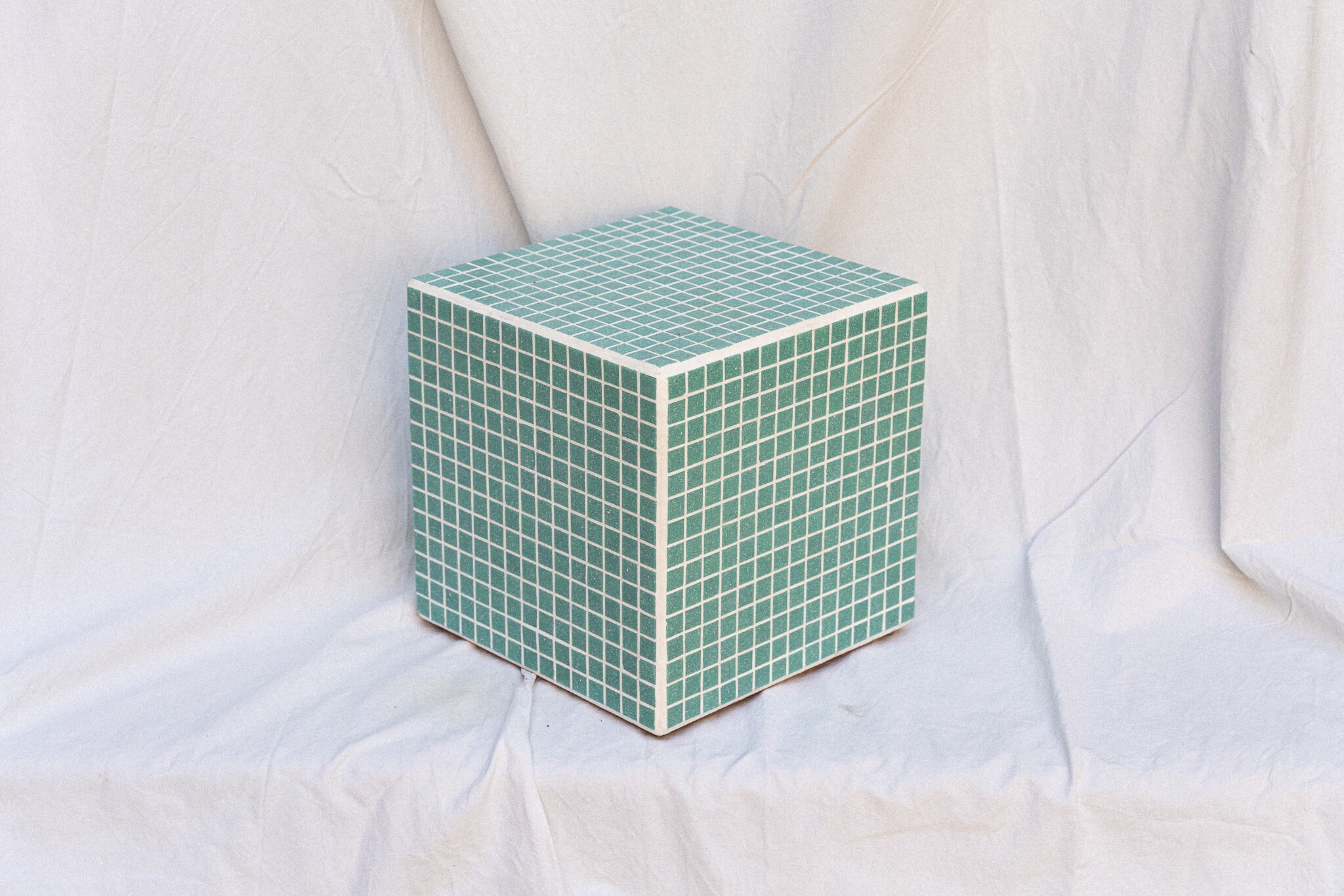 Celadon Blue Tile Cube Tile Side Table Handmade Tile Furniture 330 X ...