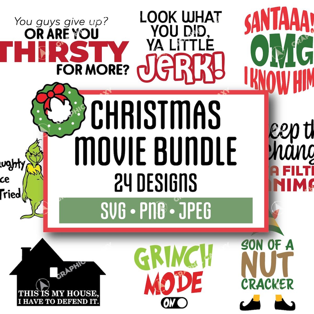 Christmas Movie Designs: Elf, Home Alone, Grinch (24 Designs) SVG - Etsy