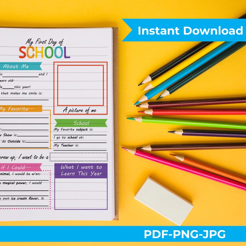 First Day of School Questionnaire for Kids Fun Printable Worksheet ...