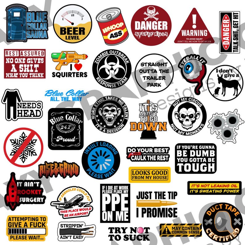 Blue Collar Stickers Bundle: 35 Essential Worker Designs (digital ...
