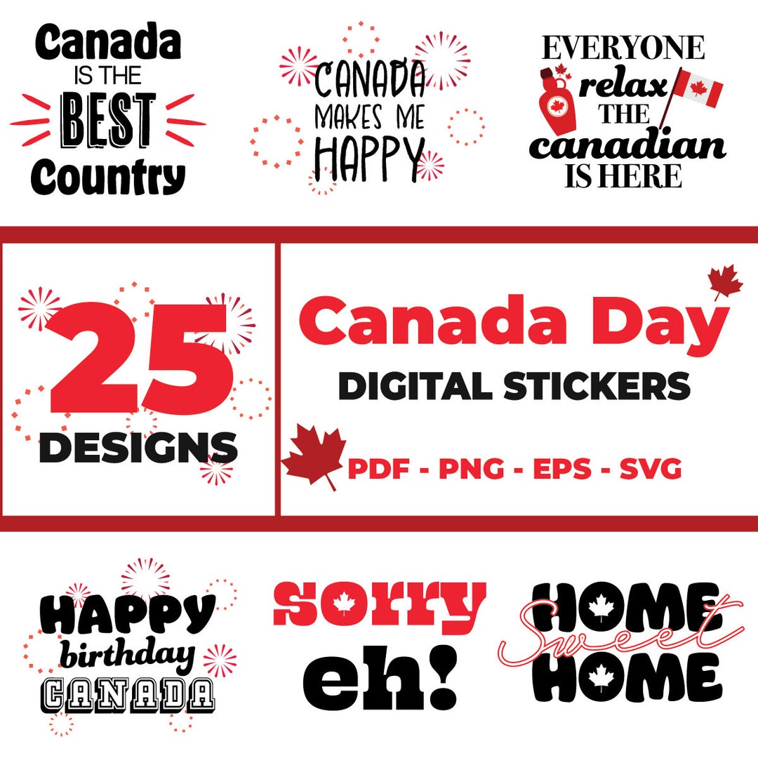 25 Canada Day Stickers Bundle | Digital Download | Svg, Pdf, Png, Eps ...