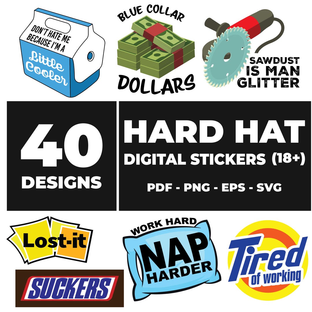 Hard Hat Stickers: 40 Funny Worksite Designs (digital Download) - Etsy