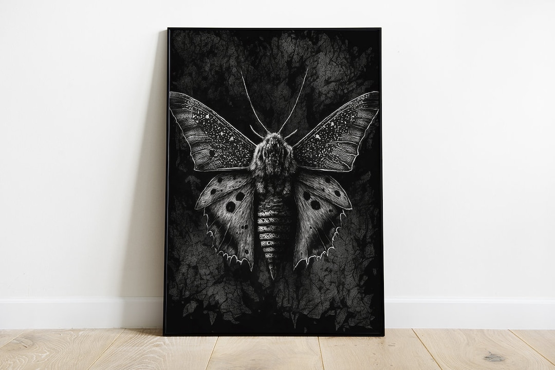 Moth Ink Tattoo Style Digital Butterfly Art Print Ink Insect Poster - Etsy