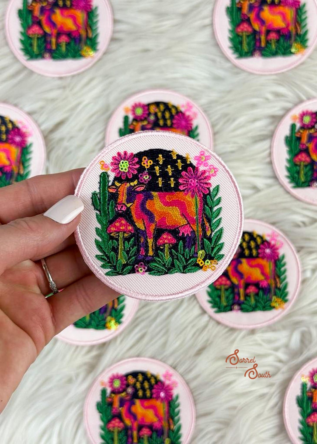 Groovy Cow Iron on Heat Adhesive Embroidered Patch, Western, Cowgirl ...