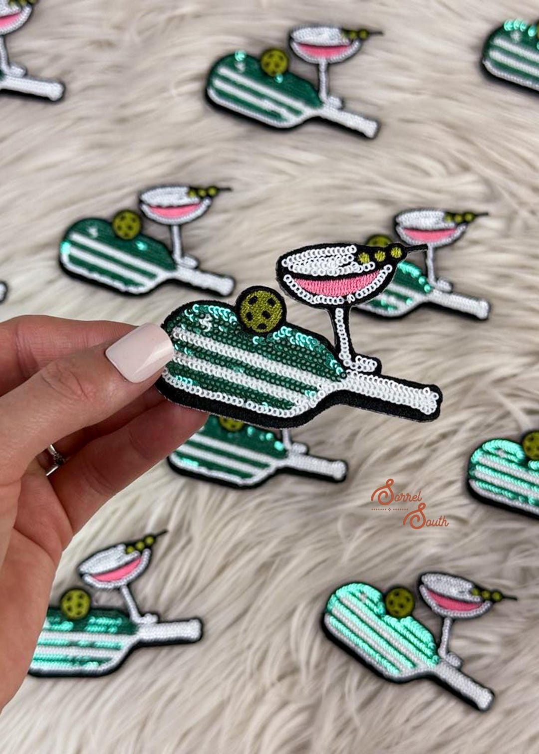 Sequin Pickleball Iron on Heat Adhesive Embroidered Patch, Western ...