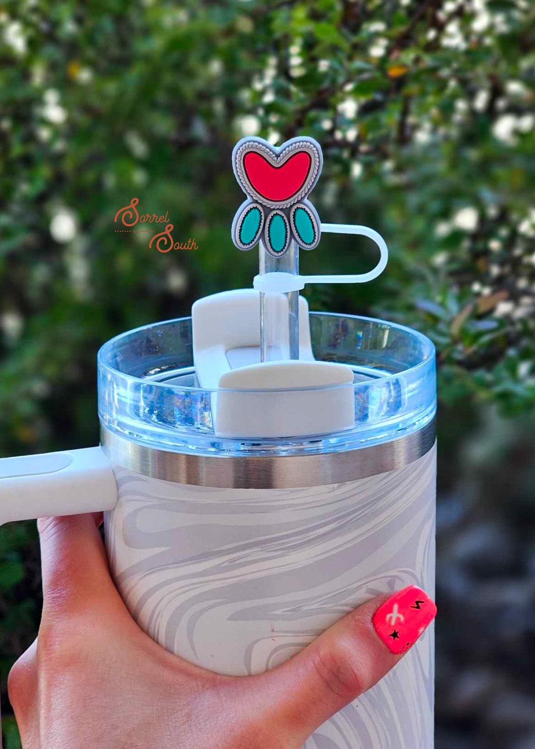 Two Tone Heart Turquoise Straw Cover, Western, Cowgirl, Tumbler ...