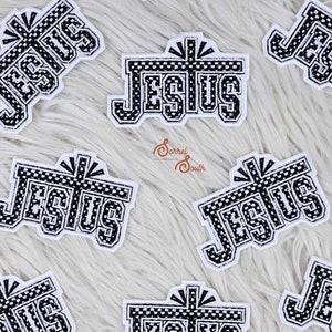 Checkered Jesus Iron on Heat Adhesive Embroidered Patch, Sports ...