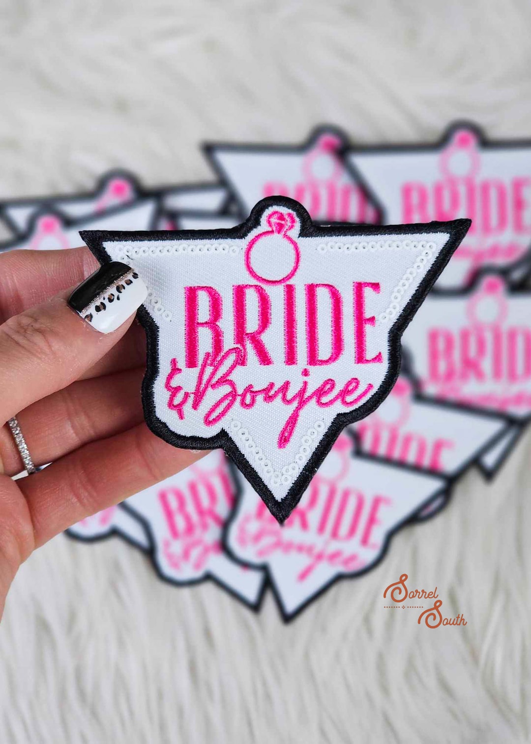 Bride & Boujee Iron on Heat Adhesive Embroidered Patch, Wedding, Cowgirl, Bridal, Bachlorette ...