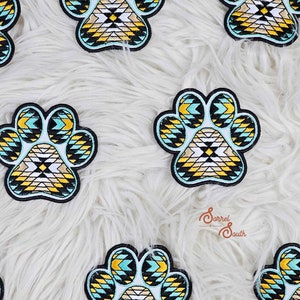 Aztec Paw Print Iron on Heat Adhesive Embroidered Patch, Western ...