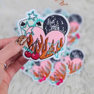 Disco Ball Heart Iron on Heat Adhesive Embroidered Patch, Western, Cowgirl, Aztec, Southwestern ...