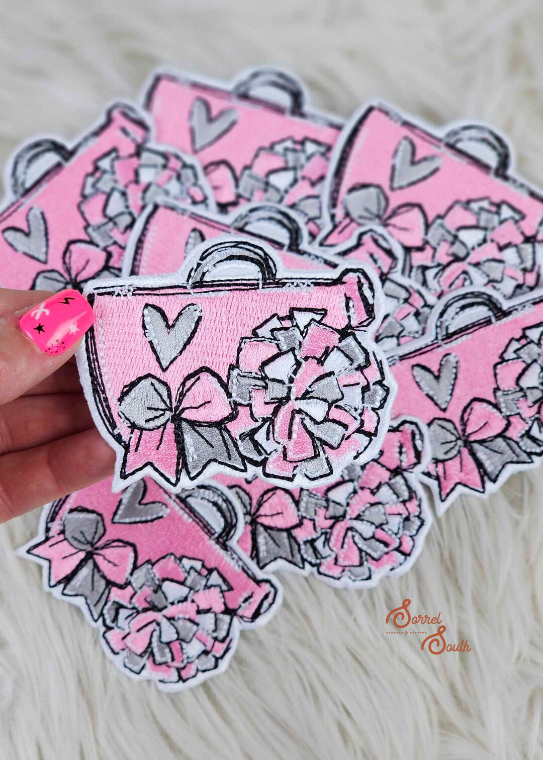 Pink Cheer Iron on Heat Adhesive Embroidered Patch, Cheerleading, Cheer ...