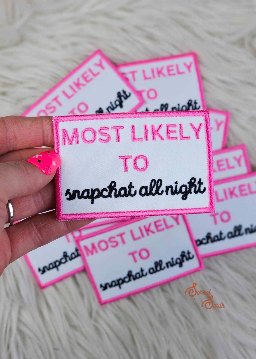 Pink Snapchat All Night Patch, Western, Cowgirl, Sassy Patch, Funny ...