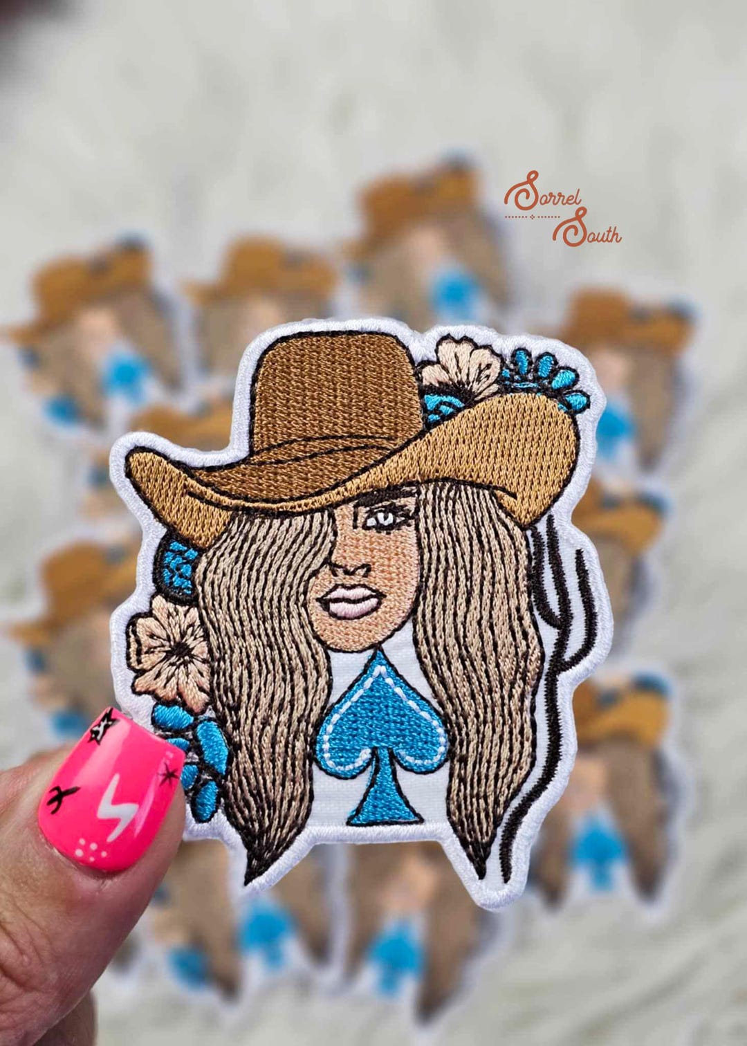 Brunette Spade Iron on Heat Adhesive Embroidered Patch, Western ...