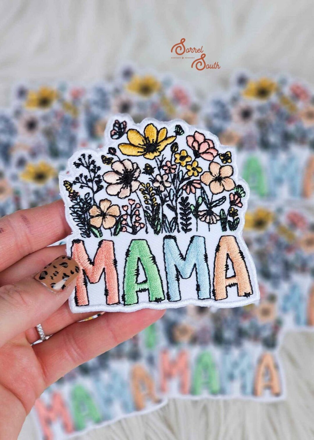 Floral Mama Iron on Heat Adhesive Embroidered Patch, Western, Cowgirl ...
