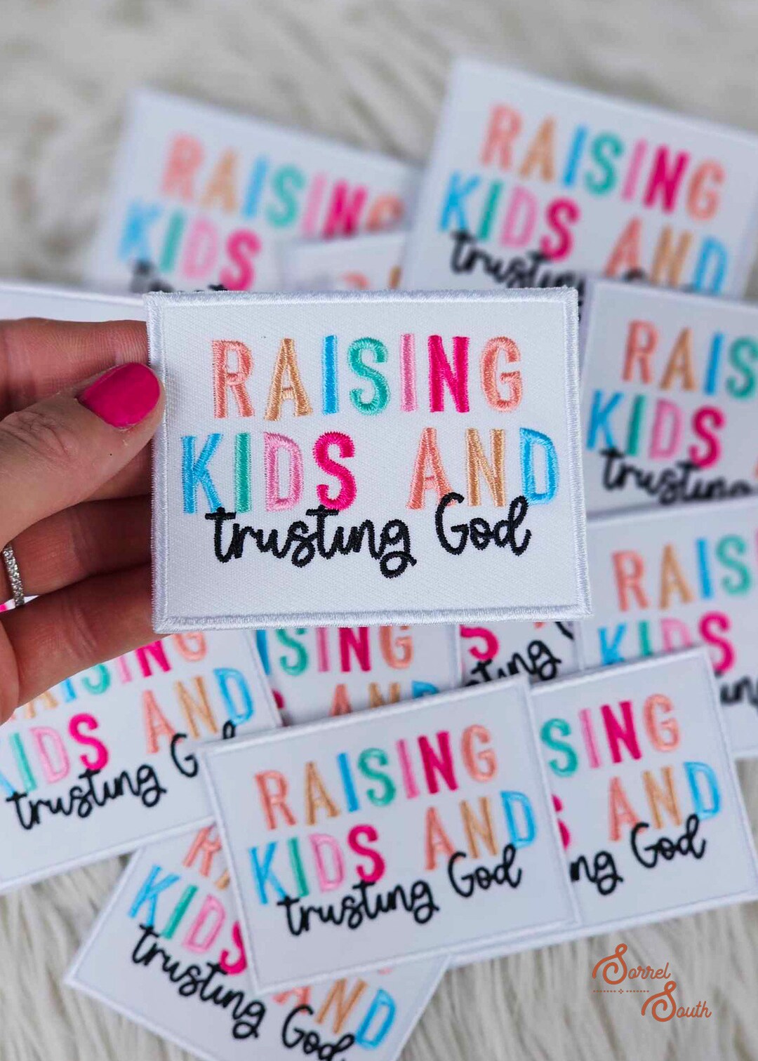 Raising Kids & Trusting God Iron on Heat Adhesive Embroidered Patch ...