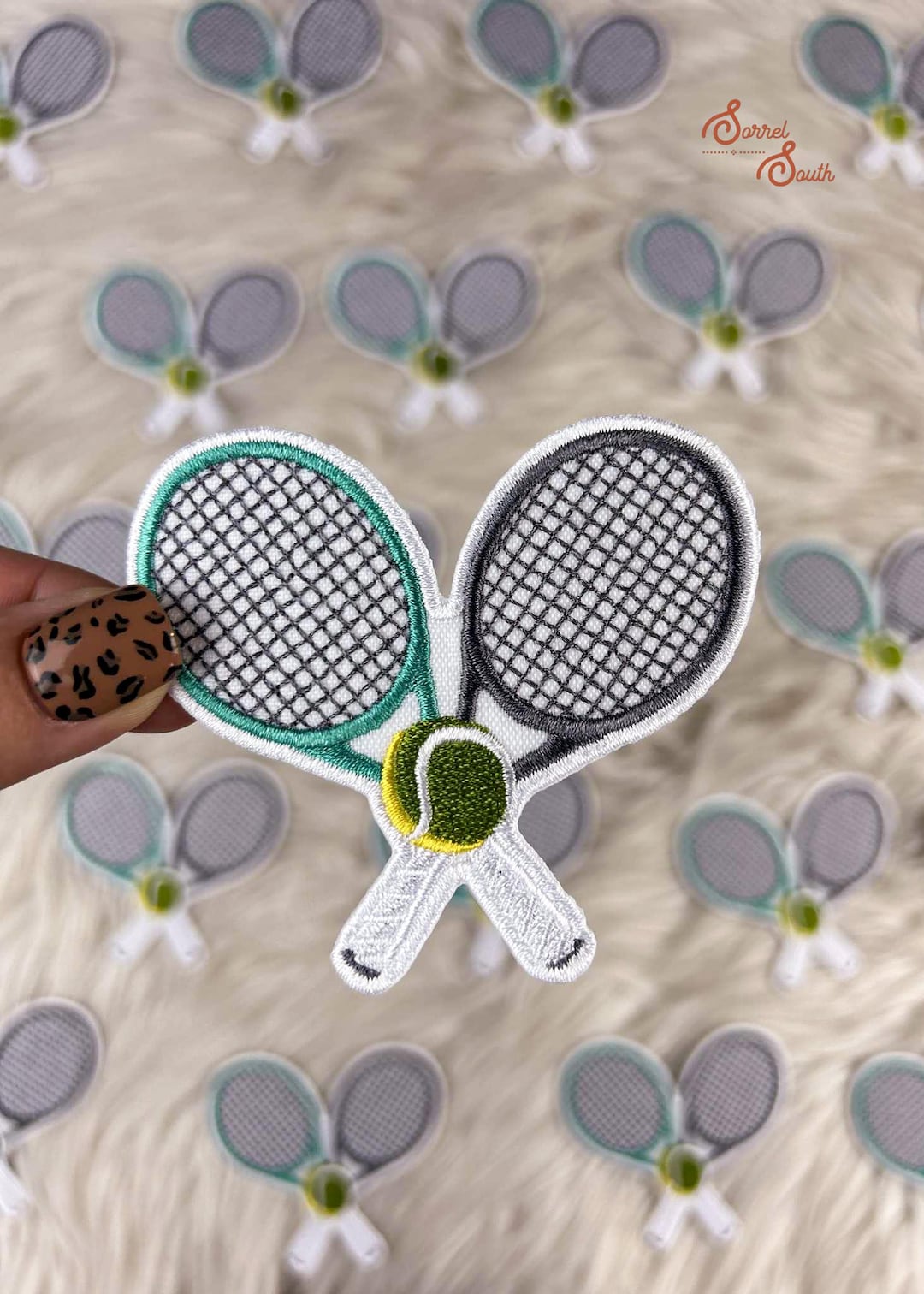 Tennis Racket Iron on Heat Adhesive Embroidered Patch, Sports Patch ...