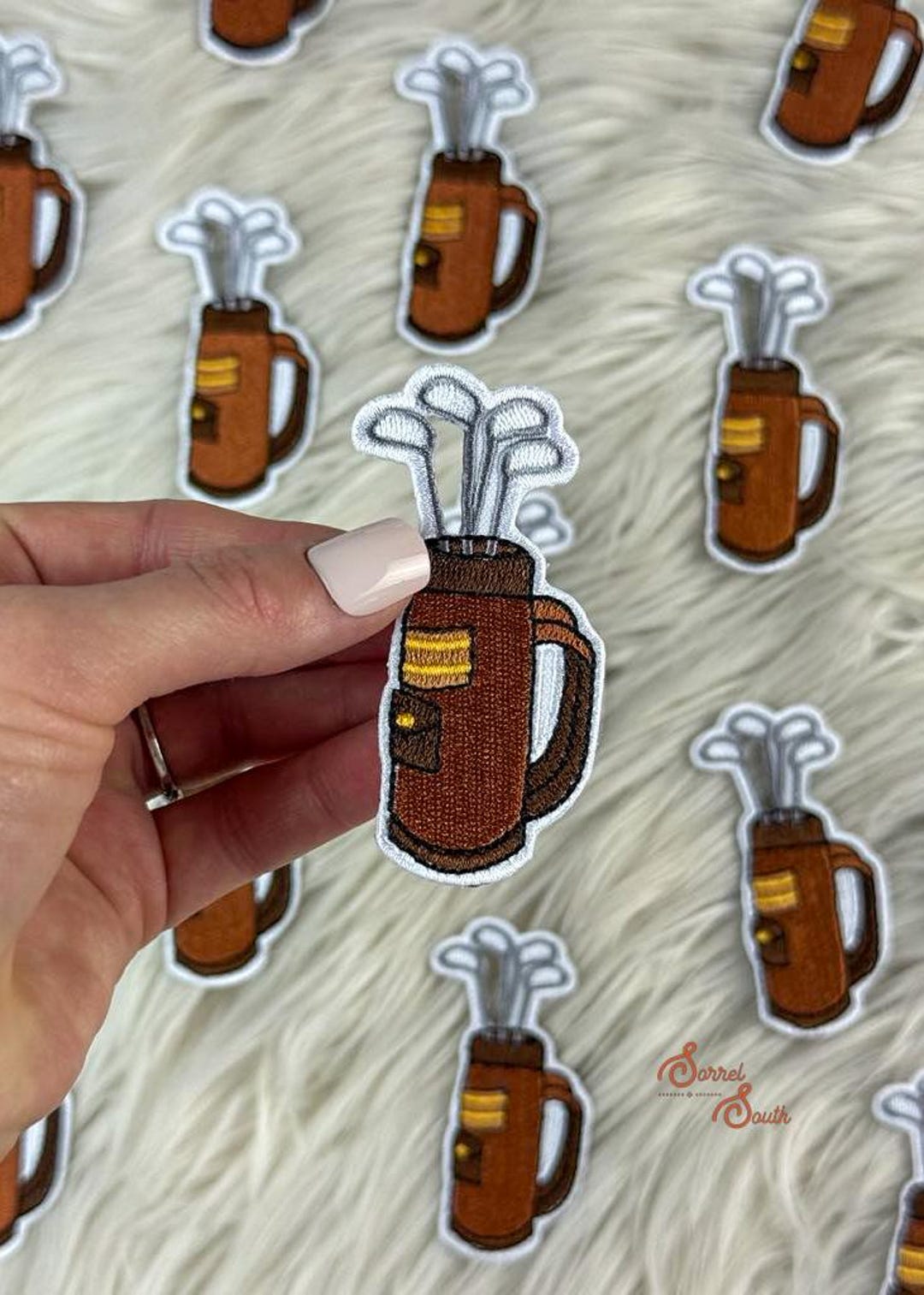 Brown Golf Clubs Iron on Heat Adhesive Embroidered Patch, Golf Patch ...
