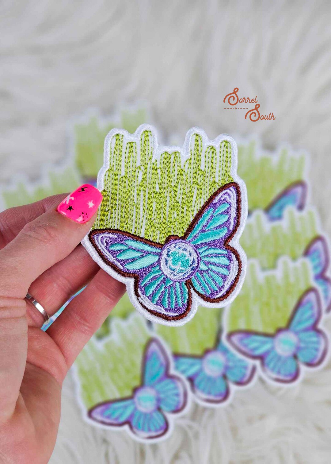 Butterfly Cactus Iron on Heat Adhesive Embroidered Patch, Western ...