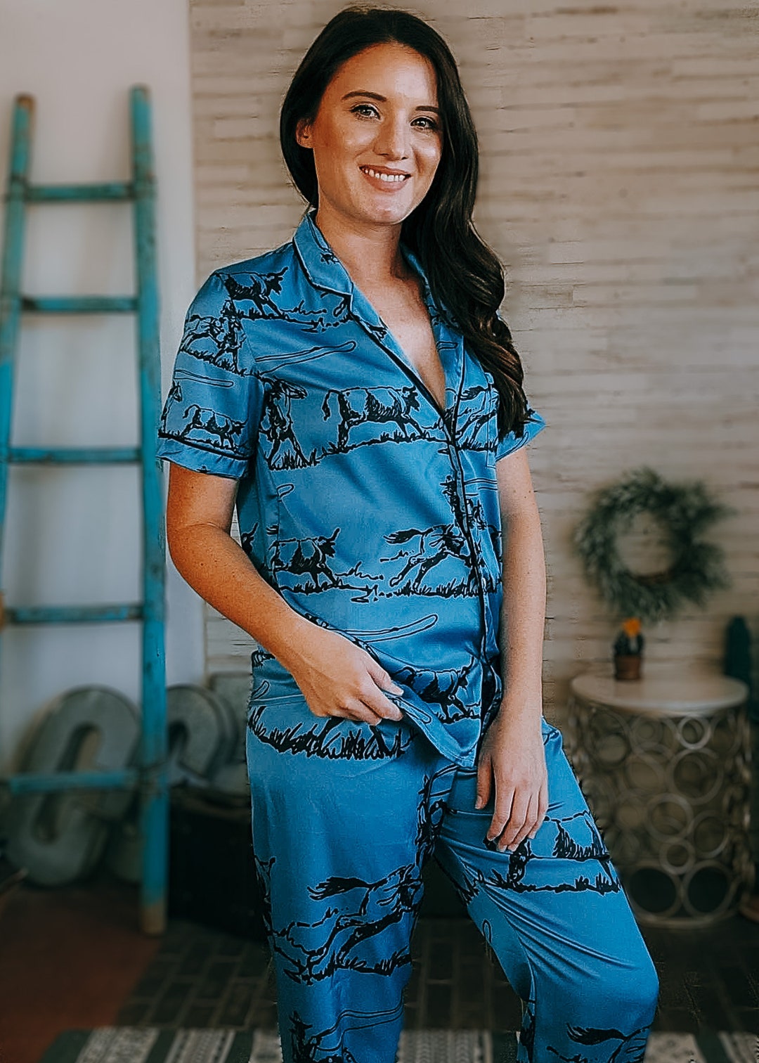 Indigo Blue Ranch Roper Women's Western Pajama Set, Cowgirl, Pj's ...