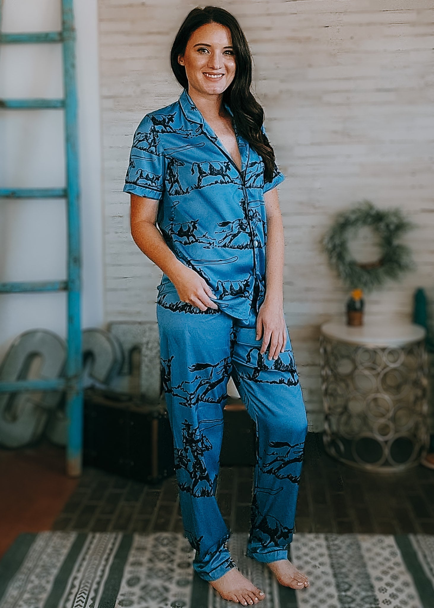 Indigo Blue Ranch Roper Women's Western Pajama Set, Cowgirl, Pj's ...