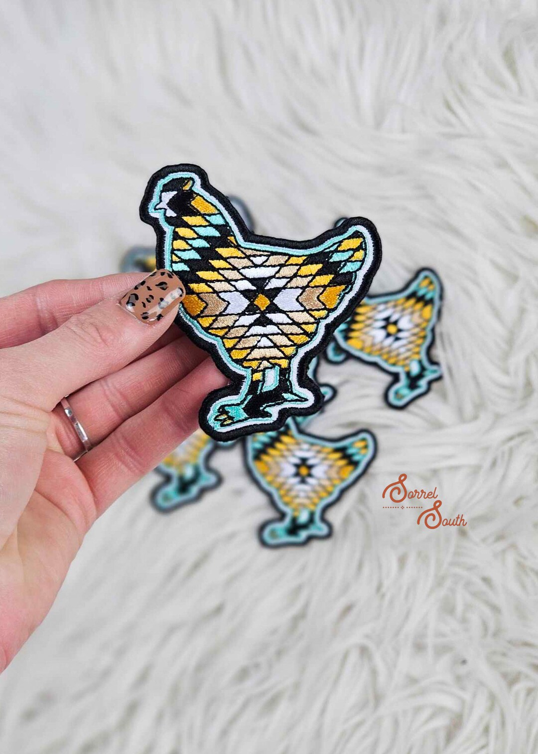 Aztec Chicken Iron on Heat Adhesive Embroidered Patch, Western, Cowgirl ...