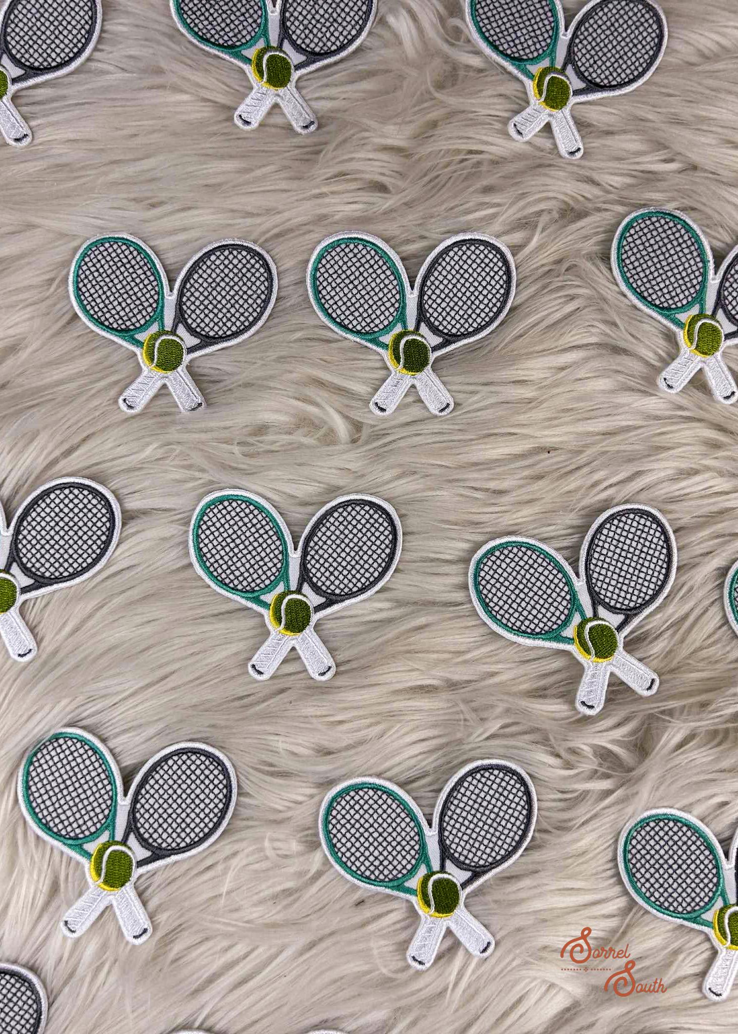 Tennis Racket Iron on Heat Adhesive Embroidered Patch, Sports Patch ...