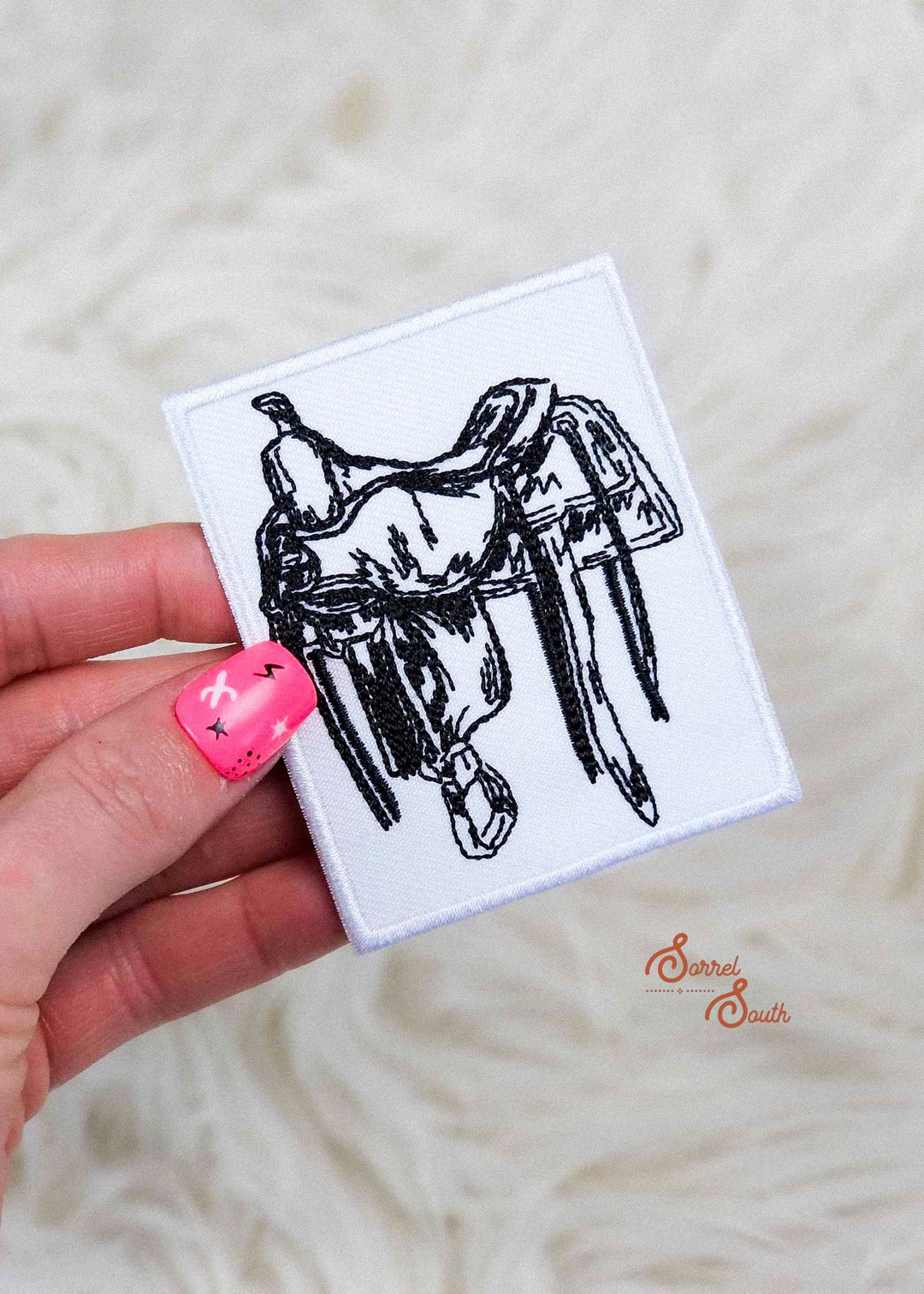 Western Saddle Iron on Heat Adhesive Embroidered Patch, Western ...